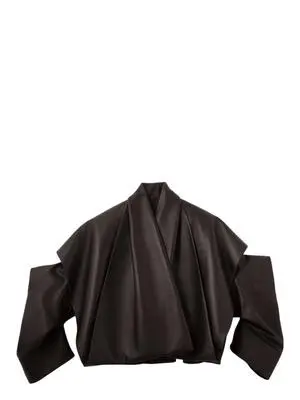 Jacquemus Leather Jacket With Openwork Details - Black