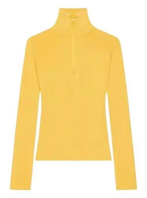 COURREGES High-neck Long-sleeve T-shirt With Zipper Closure - Yellow