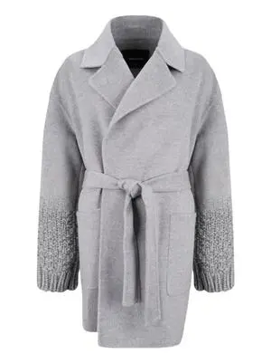 FABIANA FILIPPI Fabiana Filippi Long-Sleeved Coat With Turn-Down Collar And Drawstring Waist