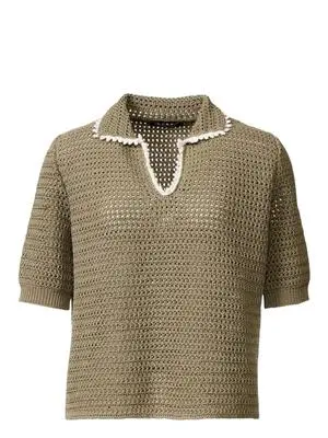 Fabiana Filippi Crochet Knit Polo Sweater - Green