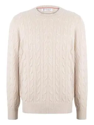 Brunello Cucinelli Crew Neck Long-sleeved Knitwear - White