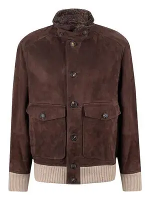 Brunello Cucinelli High-necked Leather Jacket - Red
