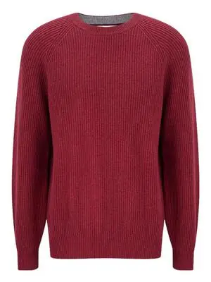 Brunello Cucinelli Raglan Sleeve Ribbed Knit Sweater - Red