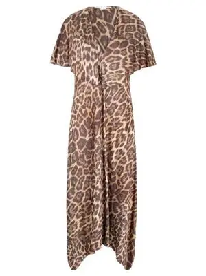 Stella McCartney Printed V-neck Short-sleeved Dress - Brown