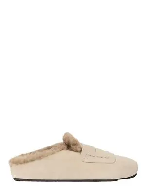 Jacquemus Suede Round-toe Mules With Penny Buckle - Light Beige