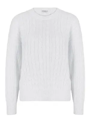 Brunello Cucinelli Crew Neck Long-sleeved Knitwear - White