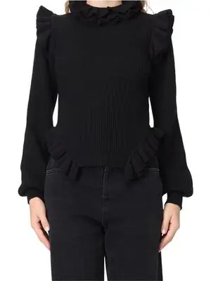 TWINSET Ruffled-trim High-neck Sweater - Black