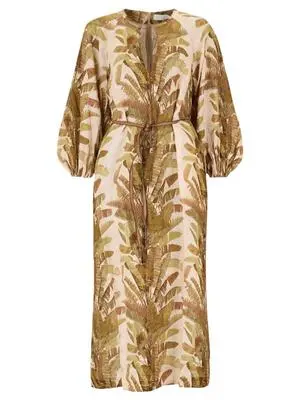 Zimmermann Tropical Print Midi Dress - Nude