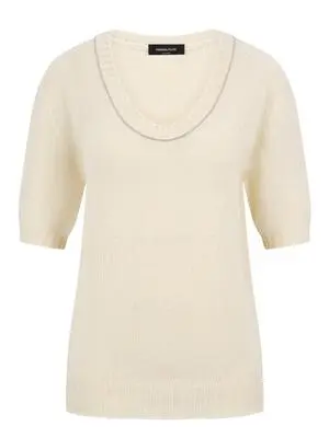 Fabiana Filippi Crew Neck Short Sleeve Sweater - Mastice