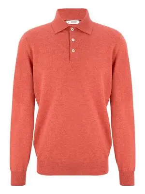 Brunello Cucinelli Long-sleeved Knit Polo Shirt - Red