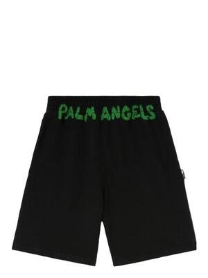 Palm Angels Logo-printed Elasticated Waist Track Shorts - Black