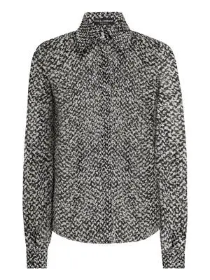 Dolce & Gabbana Pleated-collar Printed Shirt - Black