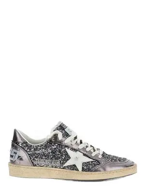 GOLDEN GOOSE Round Toe Glitter Lace-up Sneakers - Gray