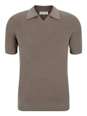 Brunello Cucinelli Collared Short-sleeved Polo Shirt Gray