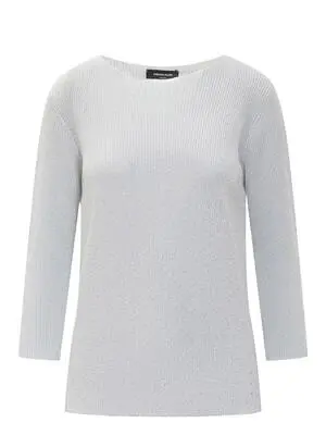 Fabiana Filippi Lurex Detail Fisherman's Knit Jumper - White