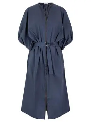 Brunello Cucinelli V-neck Belted Dress - Blue