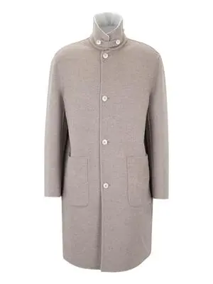 Brunello Cucinelli High-necked Long-sleeved Coat - Nude