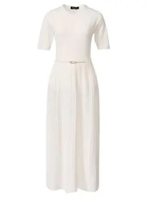 Fabiana Filippi Short Sleeve Belted Pleated Maxi Dress - Burro