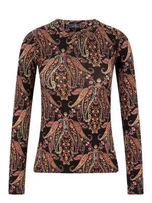 Etro Paisley Print Long-sleeved T-shirt - Black