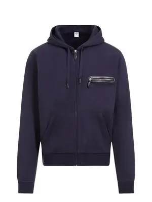 Berluti Zip-up Drawstring Hoodie With Rib Details - Blue