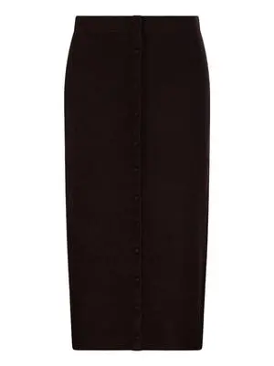 Victoria Beckham Button-decorated Midi Skirt - Dark Chocolate