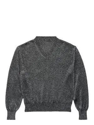 Balenciaga V-neck Long Sleeve Knitwear - Black