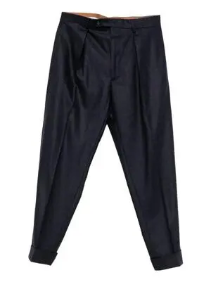 BERWICH Pleated Wool Trousers - Navy