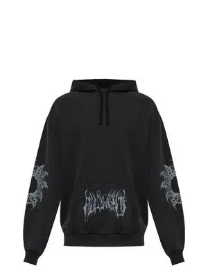 ALLSAINTS Long Sleeve Hooded Sweatshirt With Graphic Detail - Black
