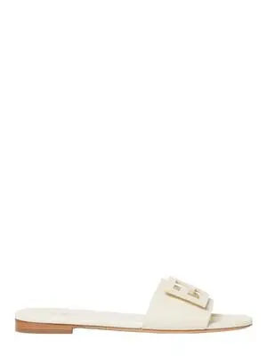 Fendi Baguette Slides With Logo Buckle - Beige