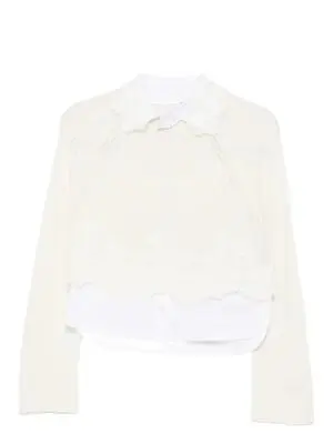 Ermanno Scervino Lace Trim Layered-effect Knitted Sweater - Light Cream