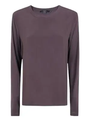 Seventy Jersey Crepe Round Neck Sweater - Cold Brown