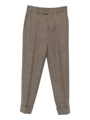 BERWICH Herringbone Pattern Wool Trousers - Greige