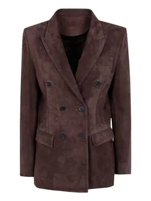 Seventy Long Sleeve Leather Blazer - Brown