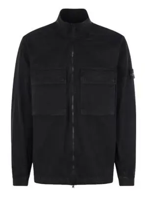 Stone Island Logo-patch Zip Shirt Jacket - Black