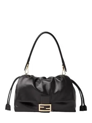 Fendi Baguette Soft Large Nappa Leather Bag - Black