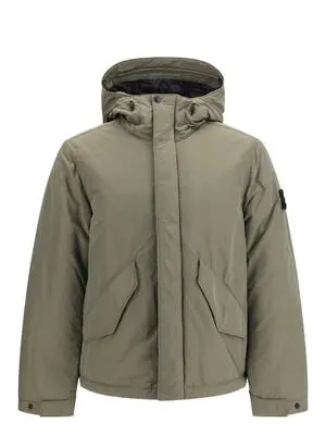 Stone Island Padded Micro Twill Jacket With Detachable Hood - Green