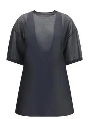 Balenciaga Sheer Layered Mini Dress - Black