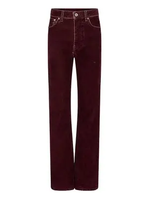 Rabanne High-waisted Straight-leg Velvet Trousers - Brown
