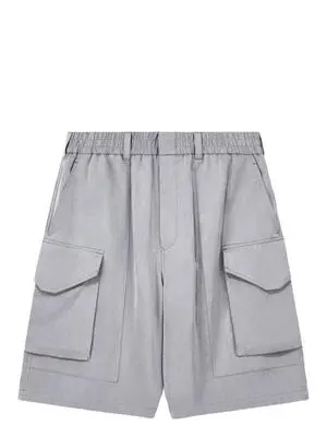 Giorgio Armani Bermuda Shorts In Washed Lyocell Poplin - Grey