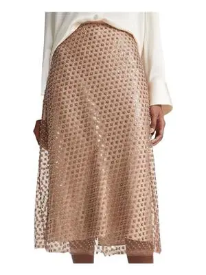 Vince Embellished Sequined Midi Skirt - Pink