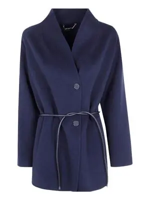 Seventy Double Wool Blend Short Coat - Blue