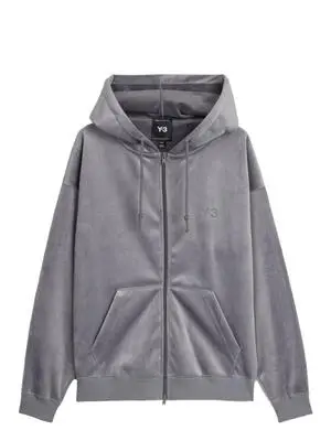 Y3 Velvet Zip-up Hoodie - Grey Five