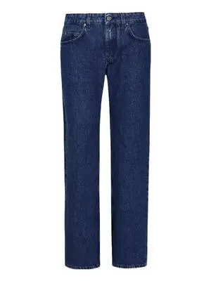 Off-White Logo Patch Straight Leg Jeans - Blue