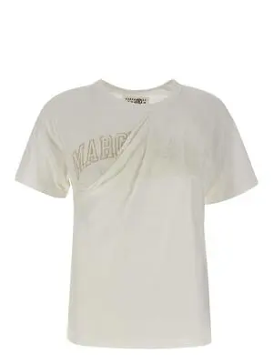 MAISON MARGIELA Short Sleeve Crewneck T-shirt With Front Pleat Detail - White