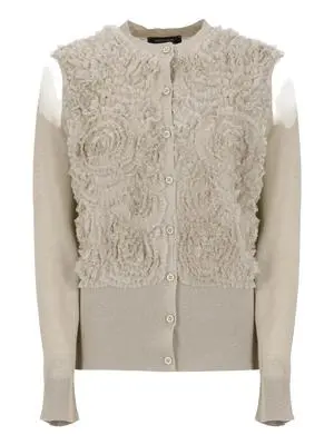 Fabiana Filippi Tulle Detailed Cardigan - Beige