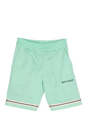 Palm Angels Logo-print Stripe-edge Shorts - Green
