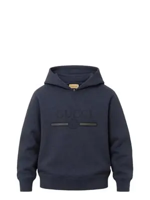 Gucci Hooded Sweatshirt With Front Logo - Blue