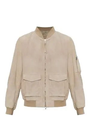 ALLSAINTS Long-sleeve Leather Bomber Jacket - Brown