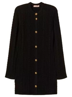 TWINSET Twinset Short Button-Front Dress With Stand Collar