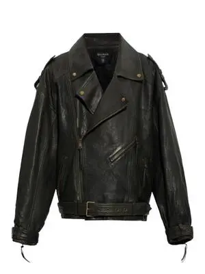 Balmain Leather Biker Jacket - Black